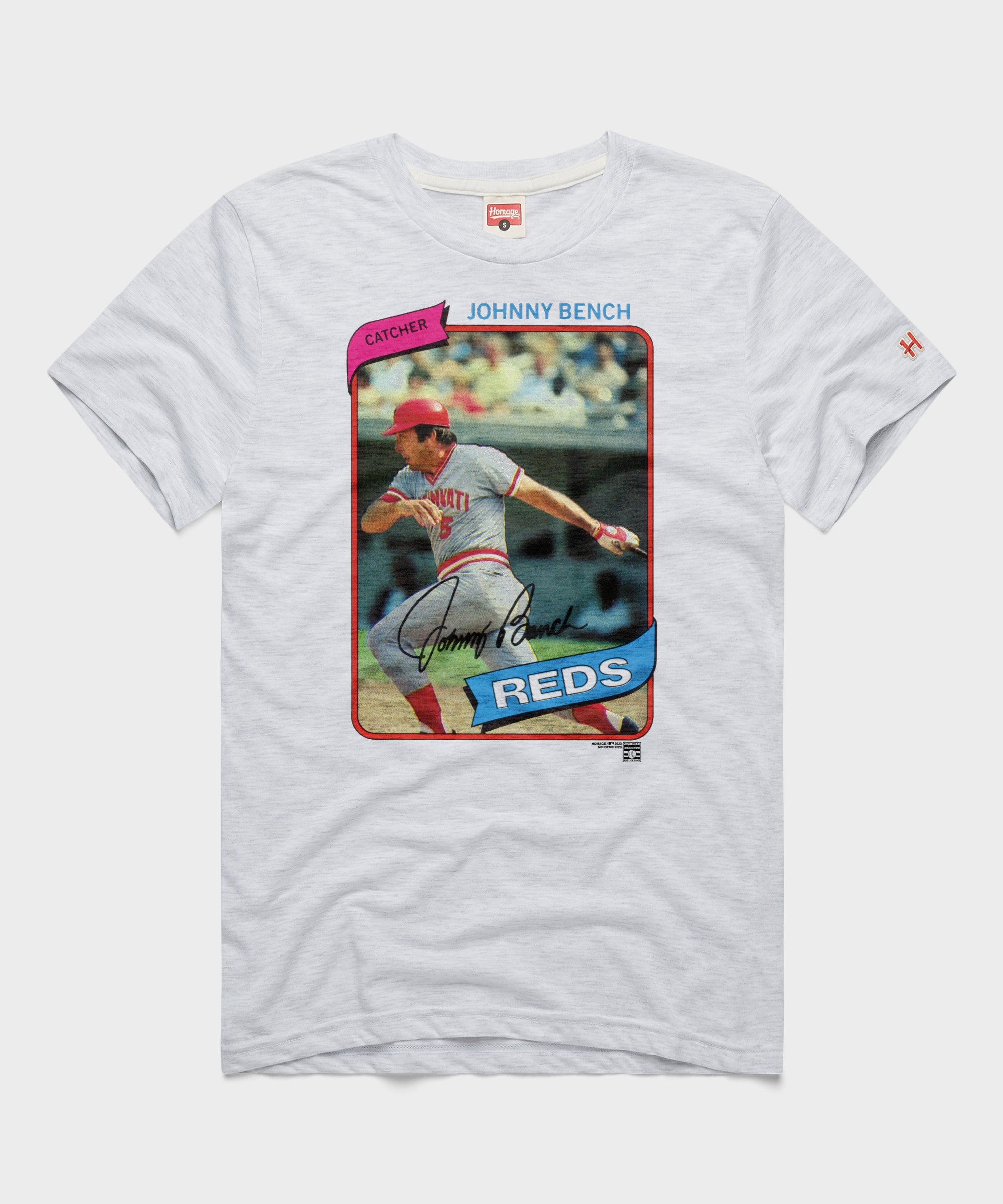 1980 Topps Baseball Johnny Bench Reds | Retro Cincinnati Reds T-Shirt ...