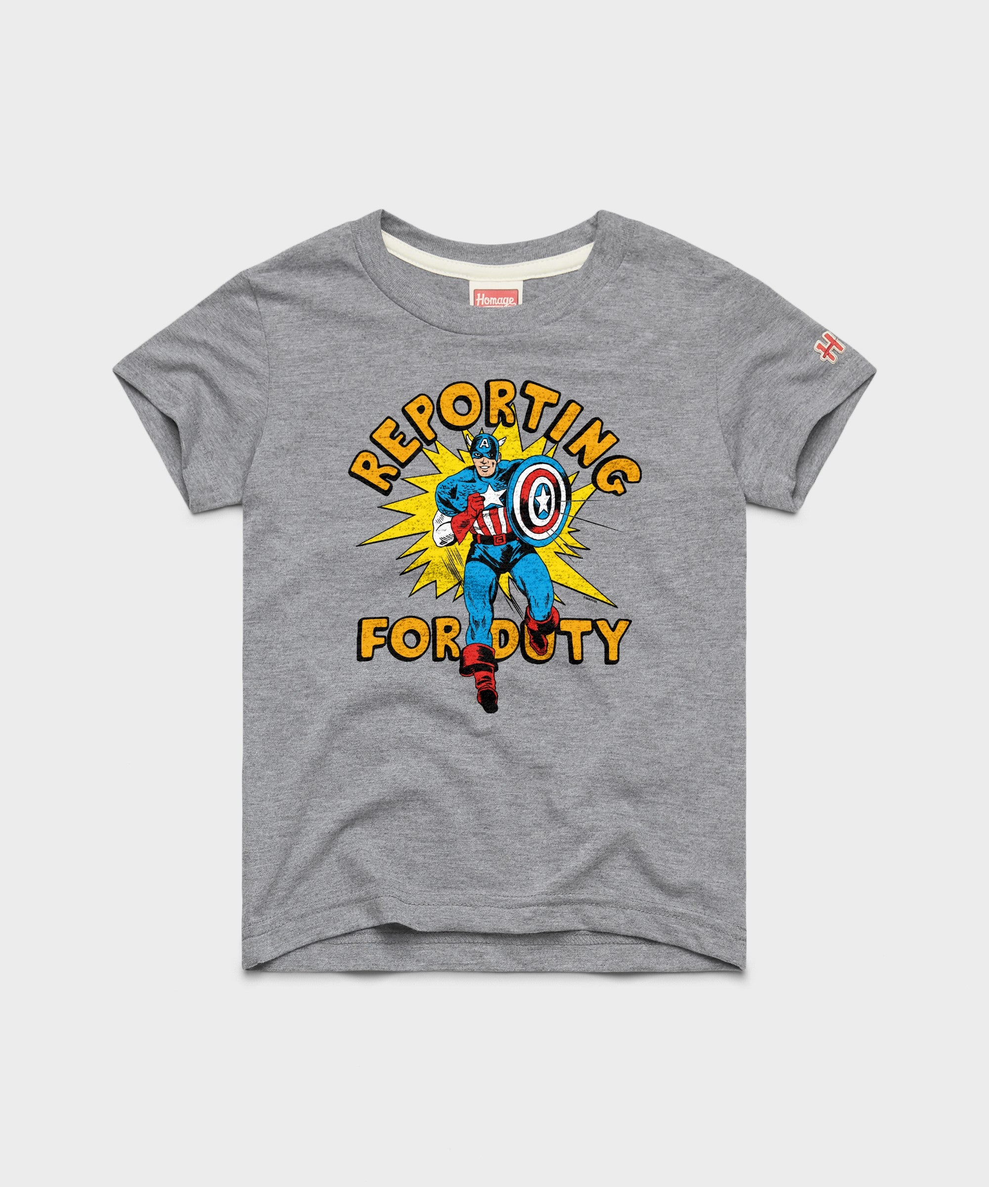 Youth Captain America Reporting For Duty | Kids Retro Marvel T-Shirt ...