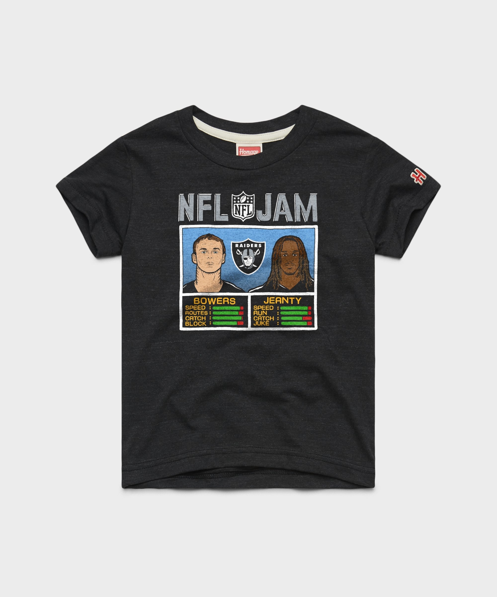 Youth NFL Jam Raiders Bowers And Jeanty | Kids Retro NFL T-Shirt – HOMAGE