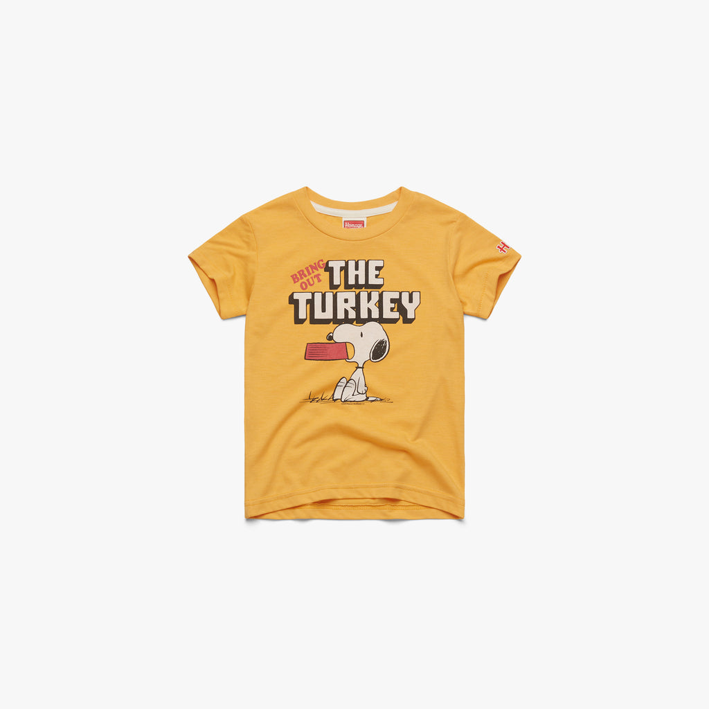 Youth Peanuts Snoopy Bring Out The Turkey | Kids Thanksgiving T-Shirt ...